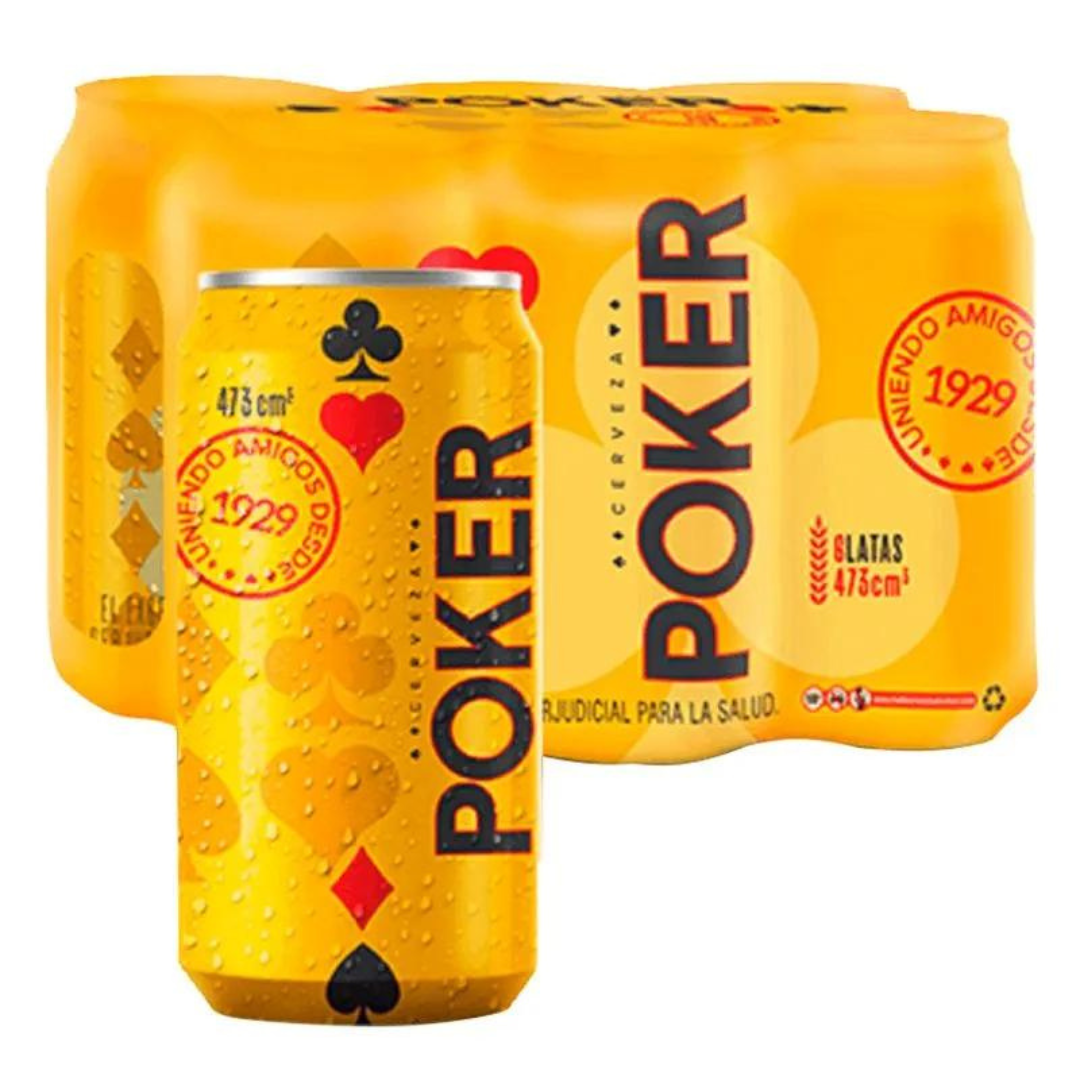 Cerveza Poker Lat n Sixpack X 473 Ml Licodeluxe Cerveza Poker Lat n Sixpack X 473 Ml Licodeluxe